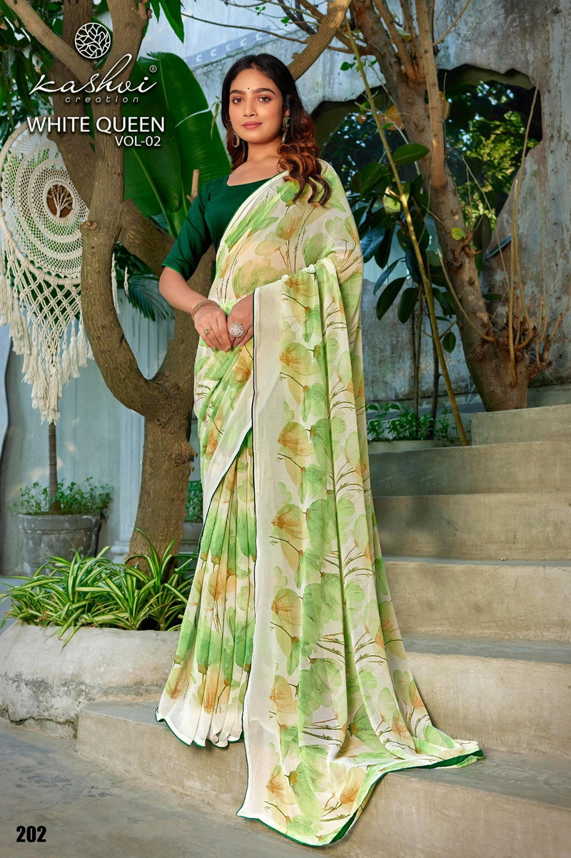 White Queen Vol 2 By Kashvi Georgette Daily Wear Bulk Saree Orders In ...