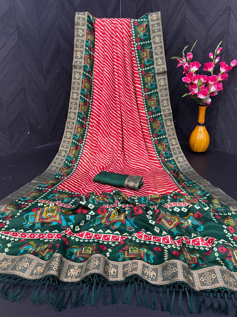 Kgm Bandhani Hathi less Silk Designer Saree Catalog - The Ethnic World