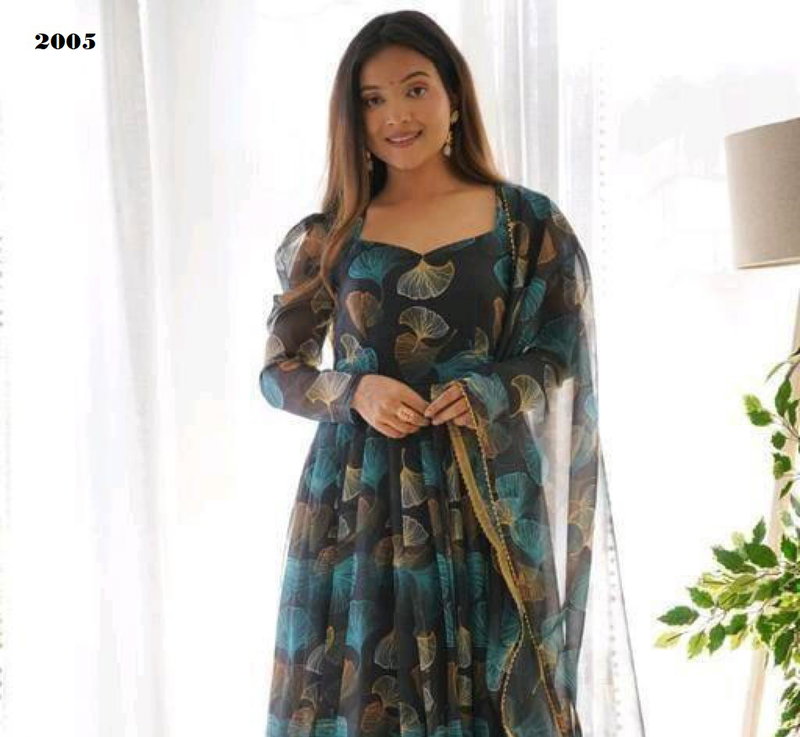 Gangour Nx Multiple Colourful Flower Maxy Gown Catalog - The Ethnic World