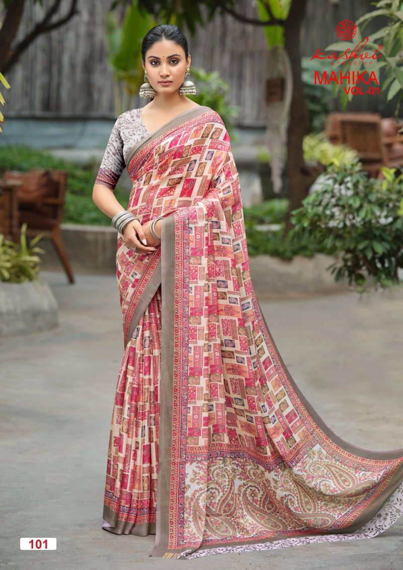 Mahika Vol 1 By Kashvi Chiffon Printed Daily Wear Saree Wholesalers In ...