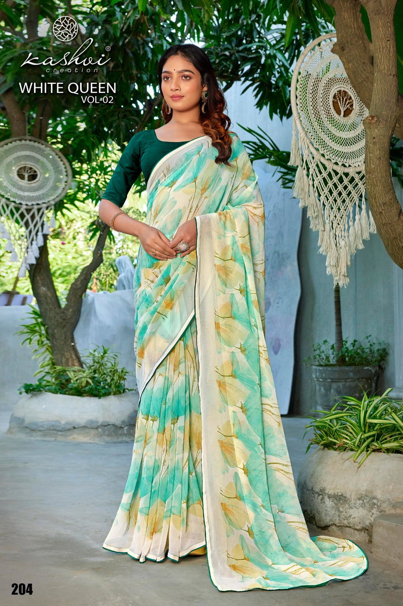White Queen Vol 2 By Kashvi Georgette Daily Wear Bulk Saree Orders In ...