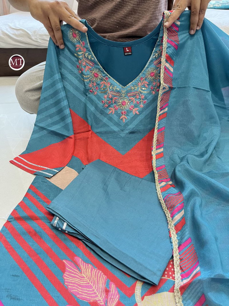 MT Green Mehera Chinon Printed Kurti With Bottom Dupatta Wholesale Shop ...