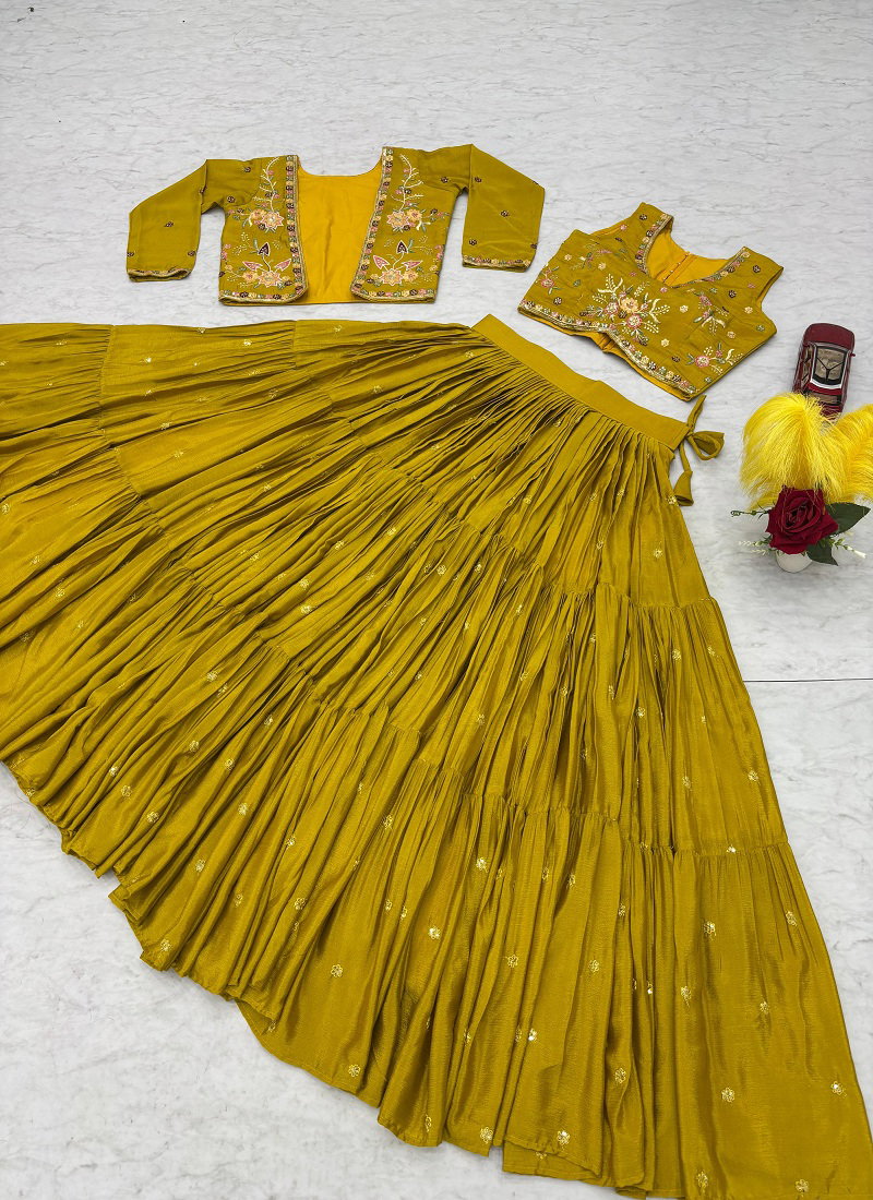 PC 538 Chinon With Embroidery Thread And Sequence Work Lehenga With ...