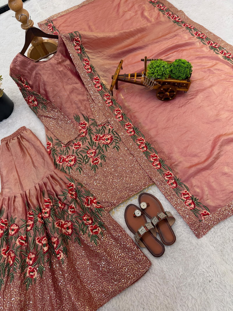 Nsr 887 Pure Fendy Silk With Heavy Embroidery Sequence Work Readymade ...