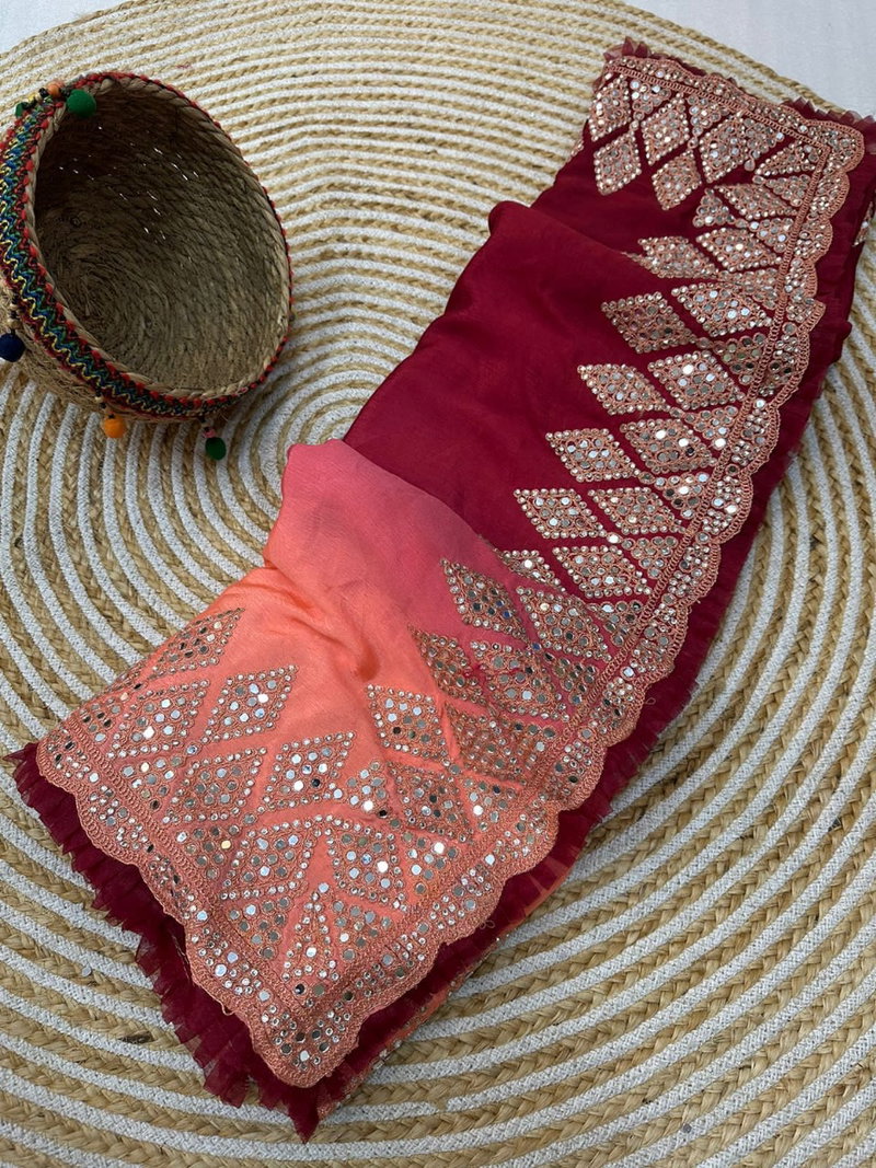 KajuKatri By Krishi Heavy Mirror Work Designer Sarees Catalog - The ...