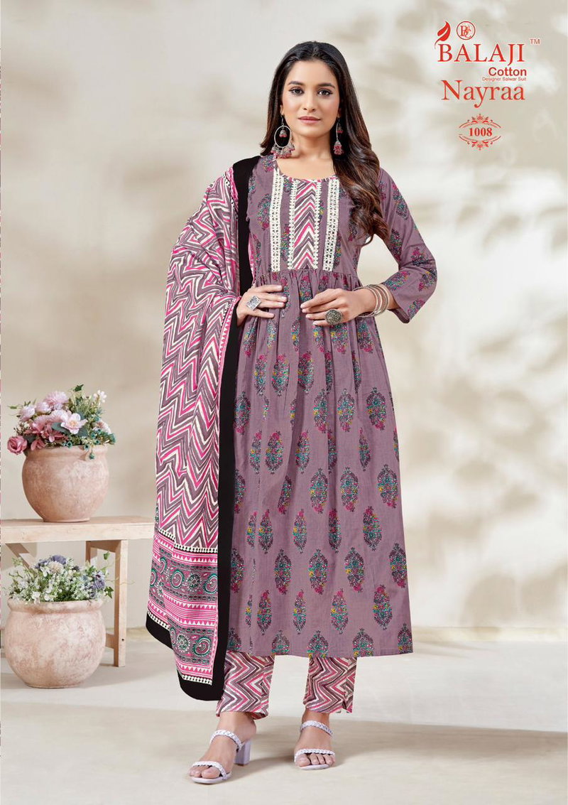 Nayra Vol 1 By Balaji Cotton Naira Cut Kurti With Bottom Dupatta ...