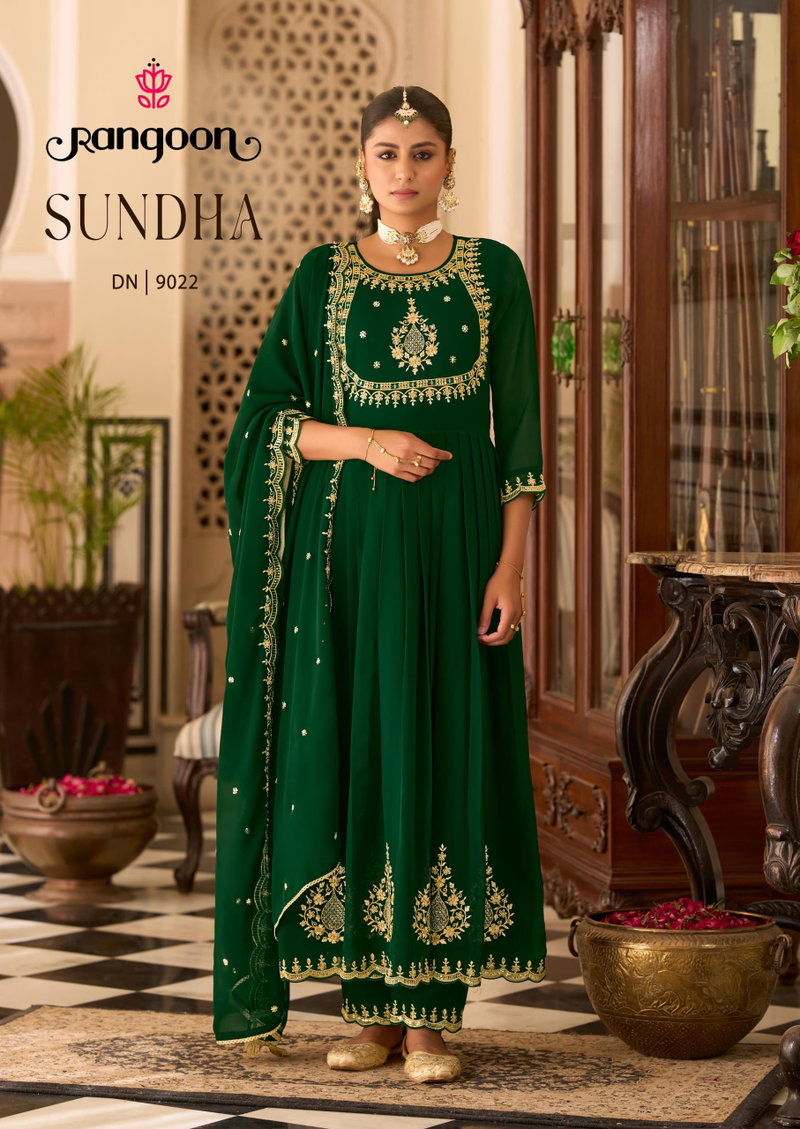 Sundha by Rangoon Georgette Anarkali Kurti With Bottom Dupatta ...