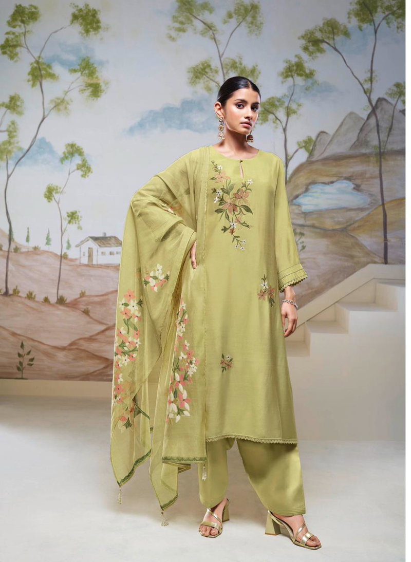 Nyssa By Ganga Embroidery Bemberg Silk Dress Material Wholesale Shop In ...