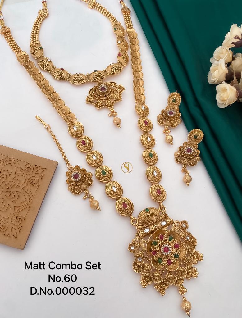 60 MH Matte Gold Combo Set Wholesale Market In Surat - The Ethnic World