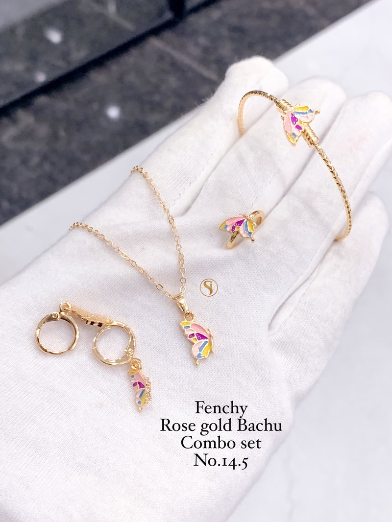 Fancy Designer Kids Wear Rose Gold Bachu Combo Set - The Ethnic World