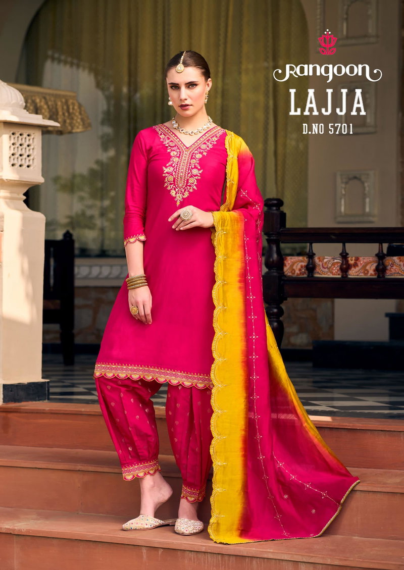 Lajja By Rangoon Muslin Embroidery Punjabi Patiyala Suits Wholesale In ...