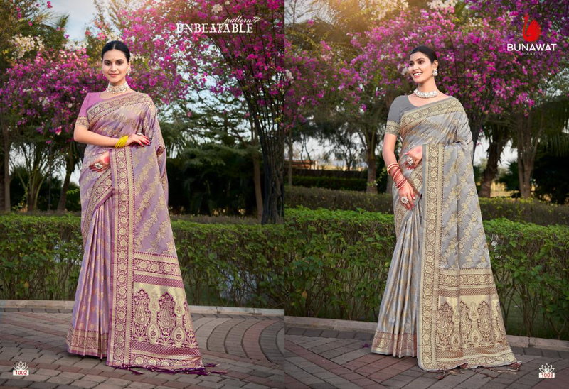 Shiv Gouri By Bunawat 1001 To 1006 Stain Silk Wedding Sarees Wholesale ...