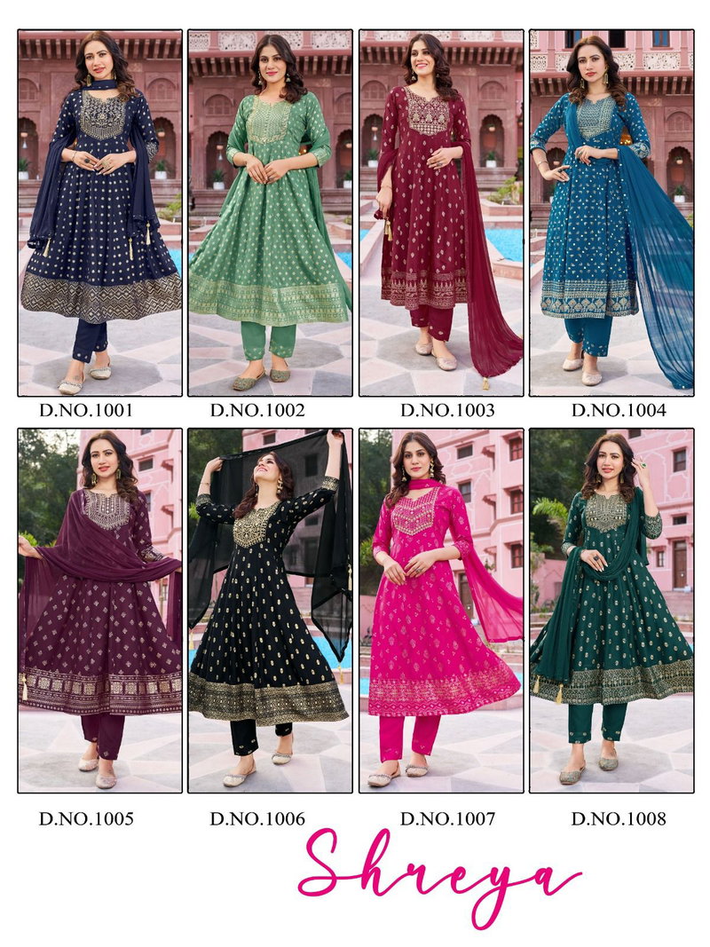 Shreya By Blue Hills Rayon Printed Embroidery Anarkali Kurti With ...