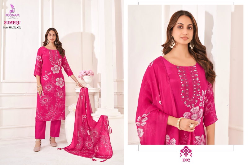 Sumeru By Poonam Crepe Printed Kurti With Bottom Dupatta Orders In ...