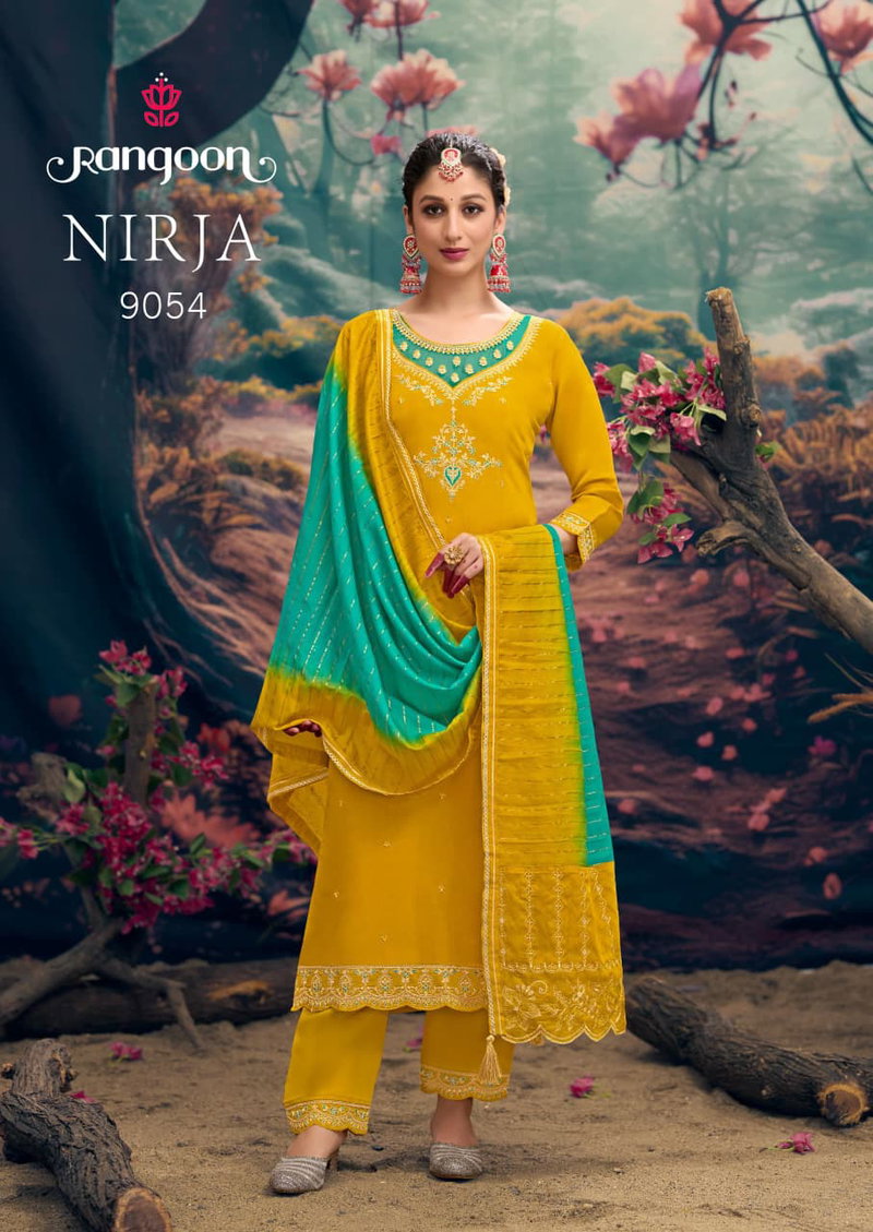 Nirja By Rangoon Silk Embroidery Kurti With Bottom Dupatta Wholesale ...