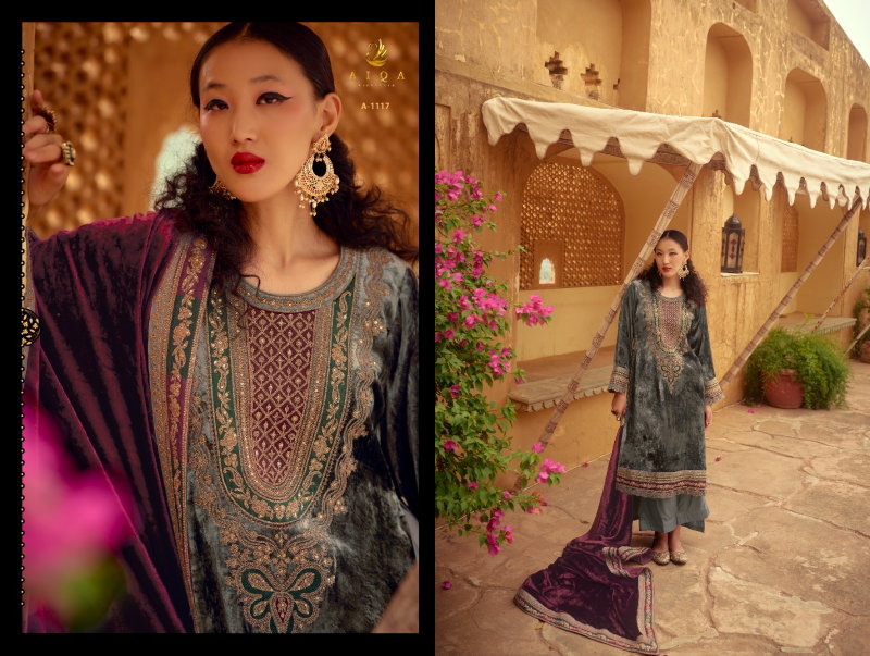 Surkh By Aiqa Winter Wear Fancy Work Velvet Salwar Kameez Wholesale ...