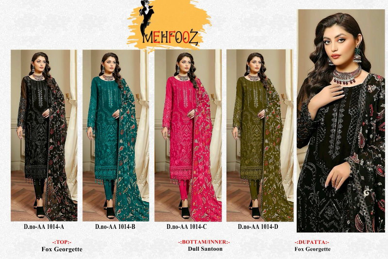 Mehfooz Aa 1014 Embroidery Georgette Pakistani Suits Catalog - The ...
