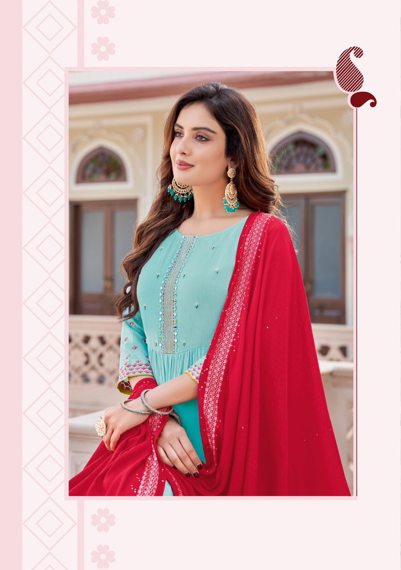 Feeza By Kadlee Rayon Naira Cut Kurti With Bottom Dupatta Wholesale ...