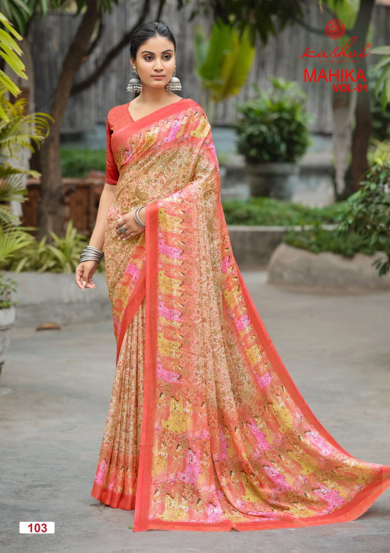 Mahika Vol 1 By Kashvi Chiffon Printed Daily Wear Saree Wholesalers In ...