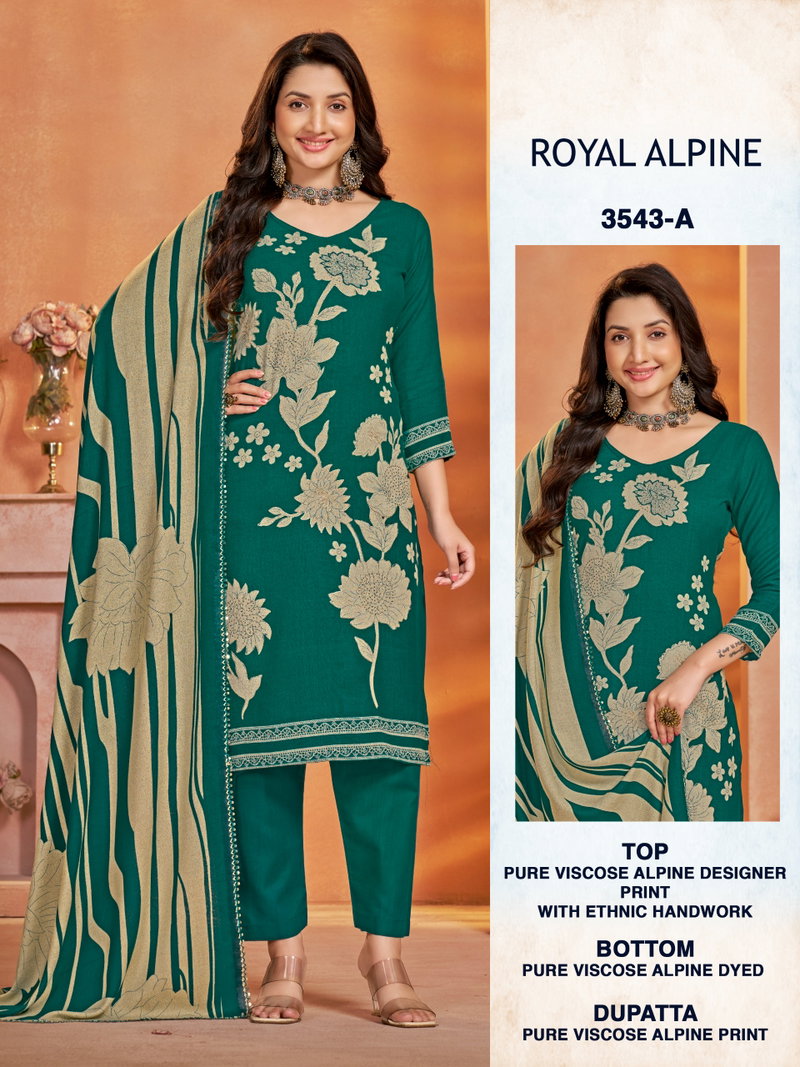 Royal Alpine 3543 By Bipson Pure Viscose Handwork Dress Material ...