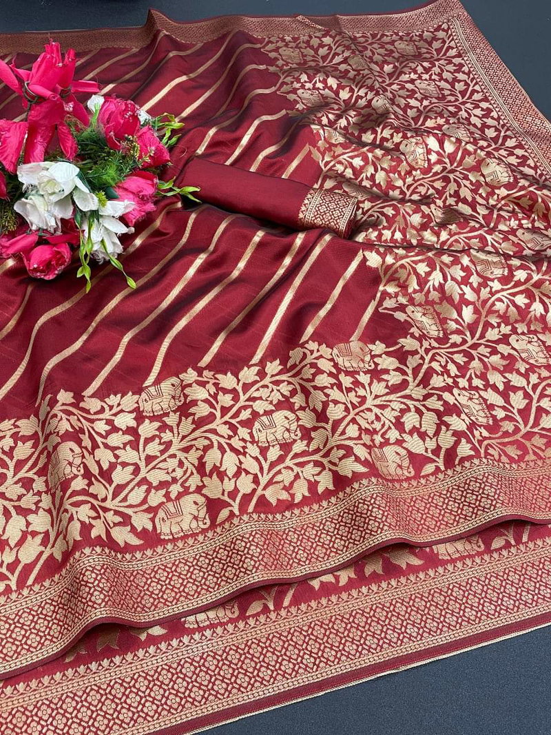 Laheriya Soft Lichi Silk Cloth Designer Saree Catalog - The Ethnic World